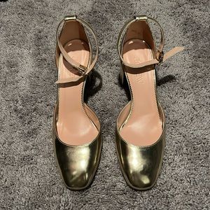 J. Crew | Shoes | Jcrew Gold Heels | Poshmark